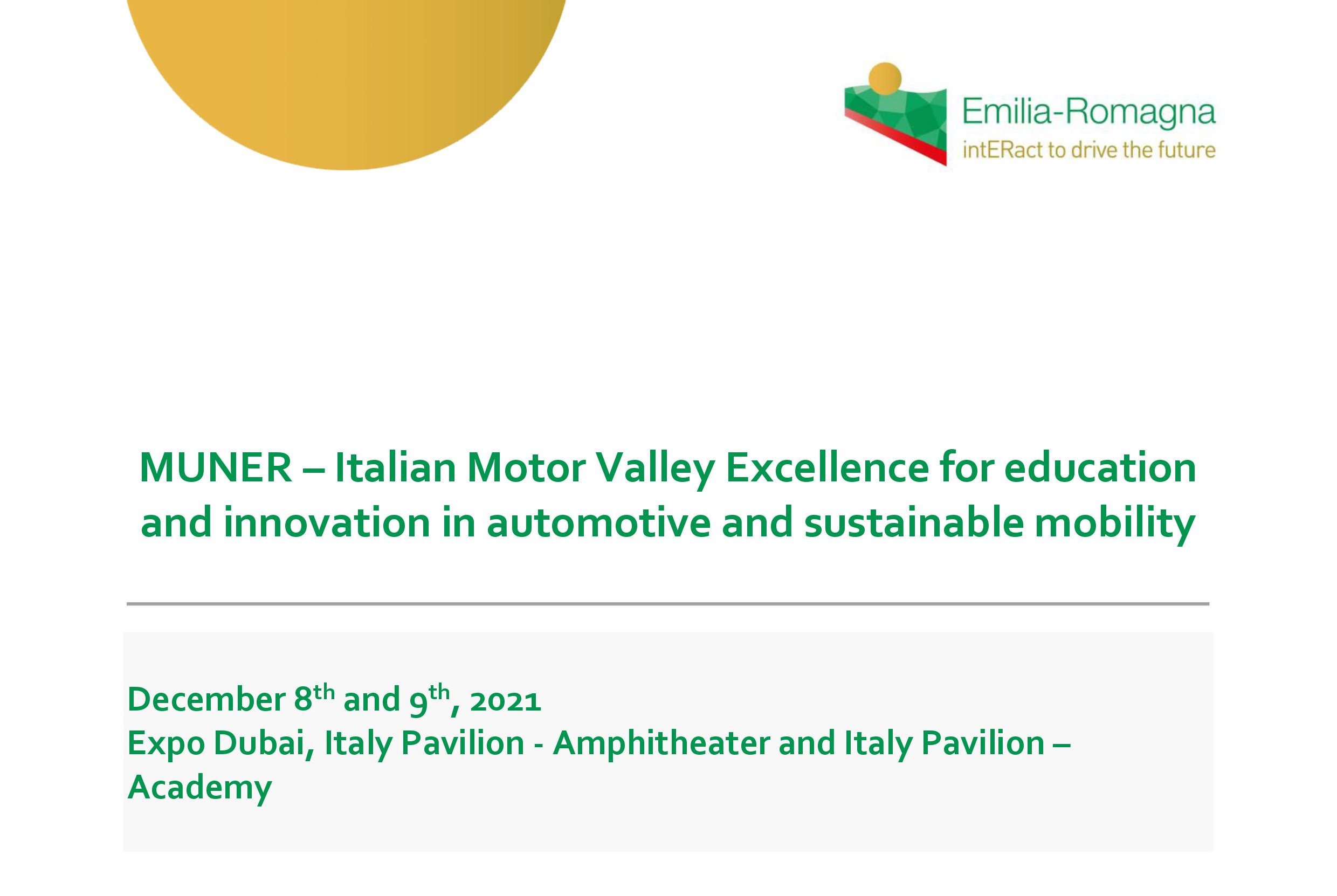 8 e 9 dicembre: evento MUNER all’Expo Dubai | Università degli studi di ...